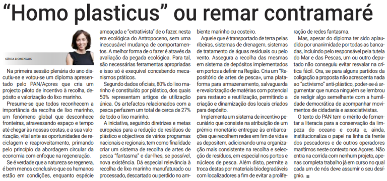 “Homo plasticus” ou remar contramaréPAN